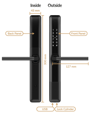 slim smart door lock | smart lock for upvc door